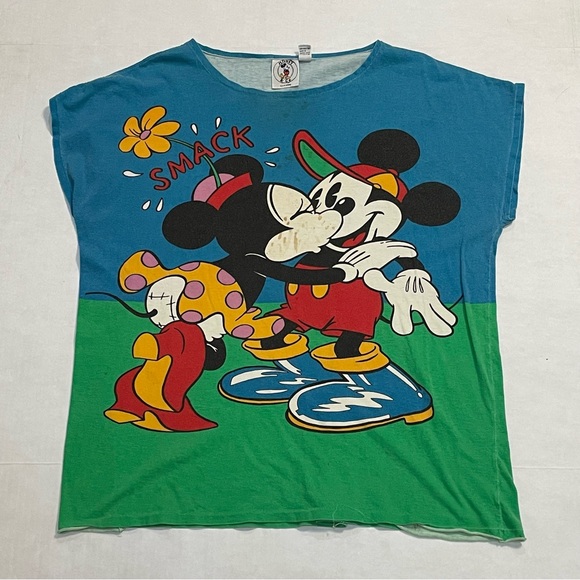Mickey & Co | Tops | Vtg 8s90s Mickey Minnie Mouse Smack Kiss J G Hook ...